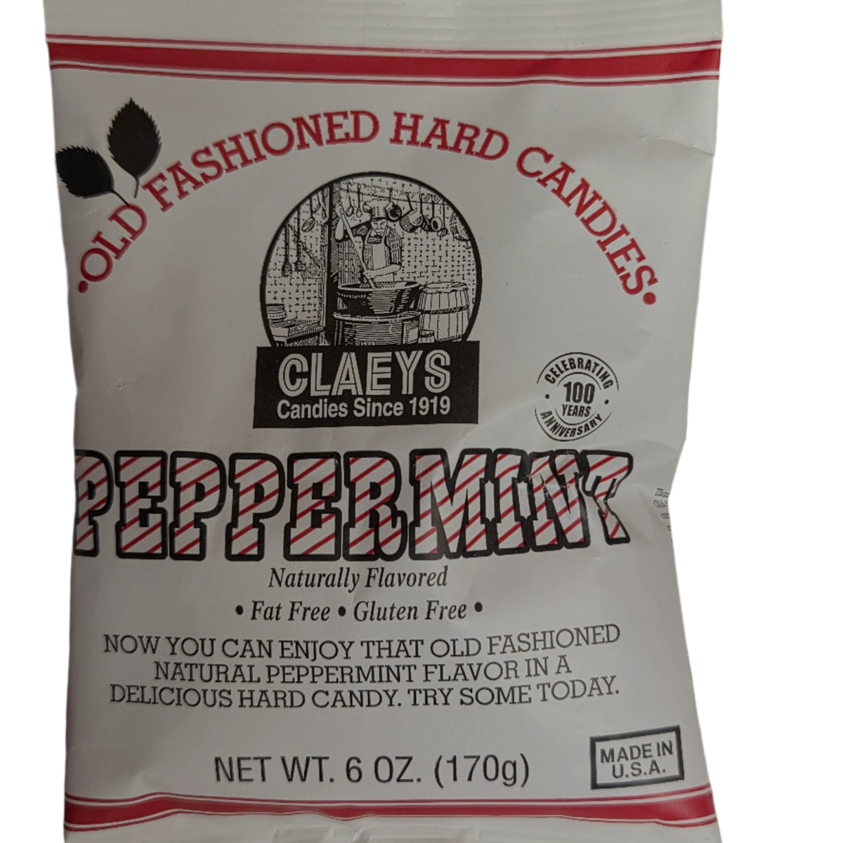 Claeys Peppermint Candy Drops 6 oz Peg – 2 Kids Candy Store
