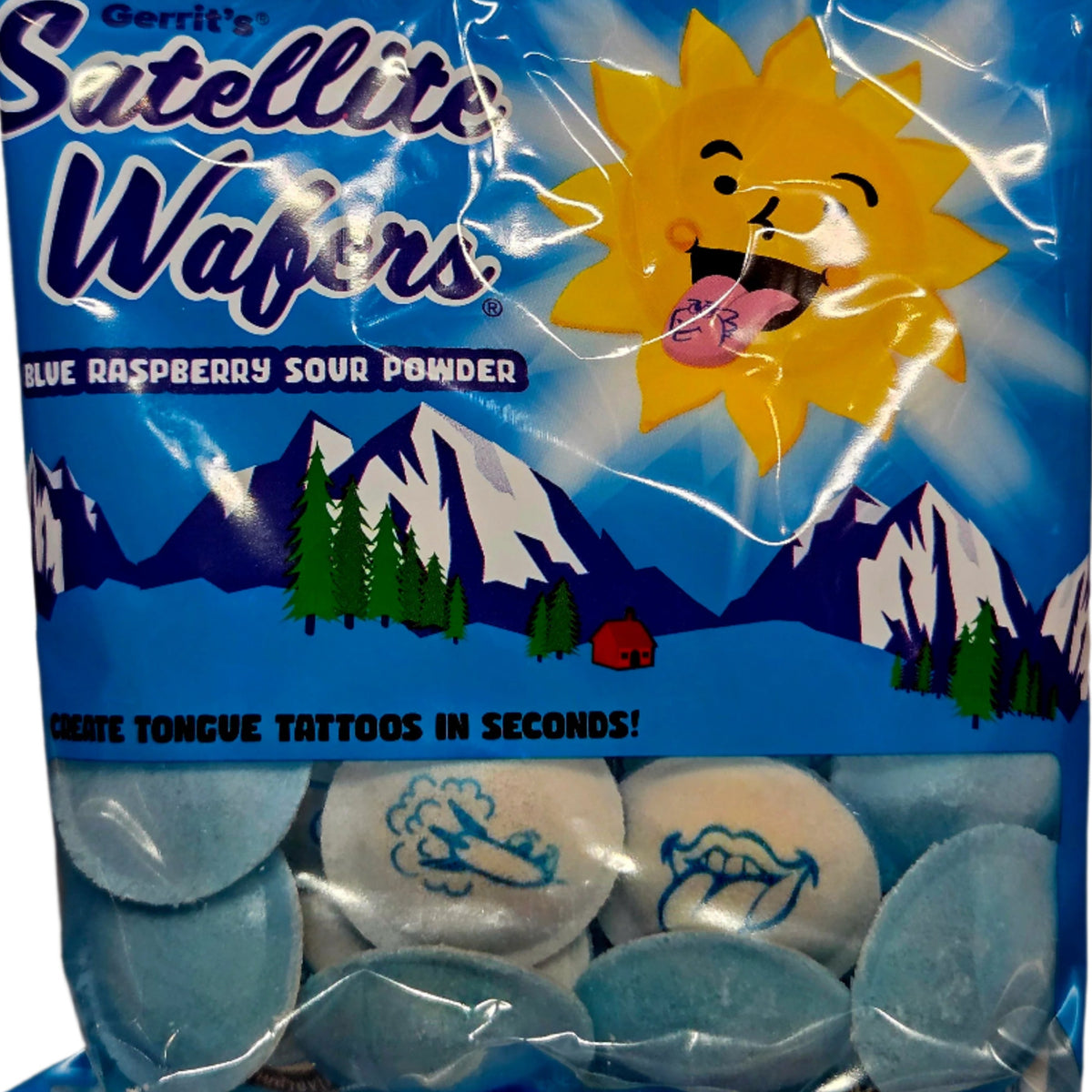 Satellite Wafers Blue Raspberry Peg Bag – 2 Kids Candy Store